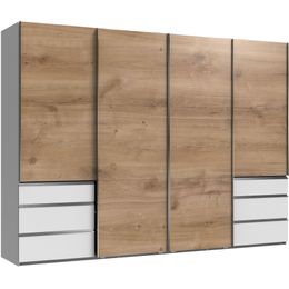 Schwebetürenschrank wimex "Level by fresh to go" Schränke Gr. B/H/T: 300 cm x 216 cm x 65 cm, 4 St., weiß (weiß, plankeneichefarben) Schranksysteme und Schrankserien mit Synchronöffnung