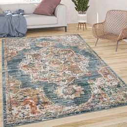 Paco Home - Teppich Wohnzimmer Kurzflor Vintage Pastell Orient Muster Mit Bordüre Grün Beige 120x170 cm