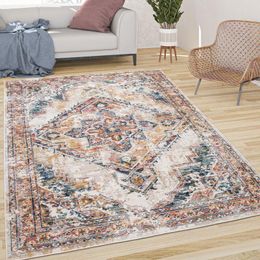 Paco Home - Teppich Wohnzimmer Kurzflor Vintage Pastell Mit Orient Muster Modern Beige Gelb 120x170 cm