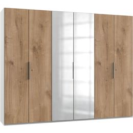 Kleiderschrank wimex "Level by fresh to go" Schränke Gr. B/H/T: 300 cm x 236 cm x 58 cm, 6 St., weiß (weiß, plankeneichefarben) Kleiderschränke mit Spiegeltüren