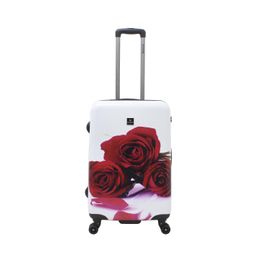 Koffer Saxoline "Roses" Gr. B/H/T: 44.00 cm x 67.00 cm x 24.00 cm, rot (weiß, rot) Koffer Trolleys mit praktischen Tragegriffen