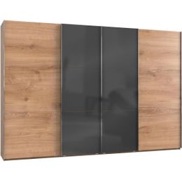 Schwebetürenschrank wimex "Level by fresh to go" Schränke Gr. B/H: 350 cm x 216 cm, 4 St., grau (plankeneichefarben, grauglas) Schranksysteme und Schrankserien mit Glastüren Synchronöffnung