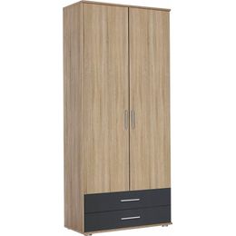 Kleiderschrank Rauch "Rasa" Schränke Gr. B/H/T: 85cm x 188cm x 52cm, ohne Spiegel, 2 St., beige (struktureichefb. hell/graumetallic) wahlweise mit oder ohne Spiegel