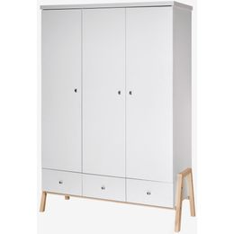 Kleiderschrank Schardt "Holly Nature, Kinderkleiderschrank" Gr. B/H/T: 127 cm x 191 cm x 53 cm, 3 St., weiß (weiß, natur) Baby Schränke 3-türig; Made in Germany