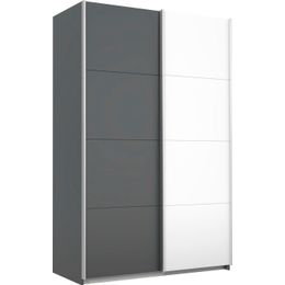 Schwebetürenschrank Rauch "Quadra Kleiderschrank BESTSELLER Schrank Gaderobe" Schränke Gr. B/H/T: 136 cm x 210 cm x 62 cm, 2 St., weiß (grau metallic, weiß) mit Möglichkeit zur individuellen Frontgestaltung, leichtgängige Türen