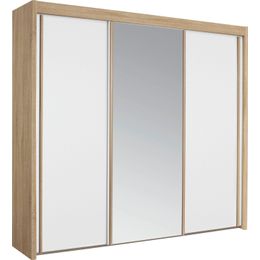 Schwebetürenschrank Rauch "Imperial" Schränke Gr. B/H/T: 250 cm x 235 cm x 65 cm, mit 1 Spiegel, 3 St., weiß (struktureichefarben hell, weiß) Schwebetürenschränke und Schiebetürenschränke in 8 Breiten 3 Höhen