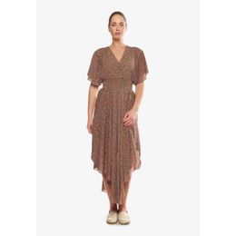 Jerseykleid Le Temps Des Cerises "YAKA" Gr. L, EURO-Größen, grün (khaki) Damen Kleider Freizeitkleider mit floralem Muster