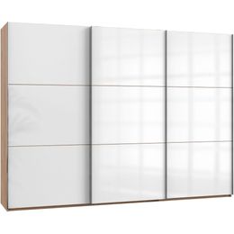 Schwebetürenschrank wimex "Level by fresh to go" Schränke Gr. B/H/T: 300 cm x 216 cm x 65 cm, 3 St., braun (plankeneichefarben, weißglas) Schranksysteme und Schrankserien mit Glastüren