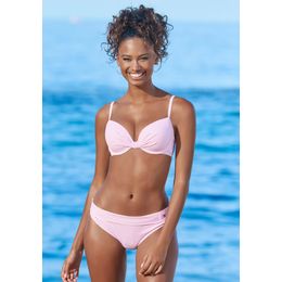 Bügel-Bikini s.Oliver Gr. 34, Cup D, rosa (rosé, weiß) Damen Bikini-Sets in Knoten-Optik