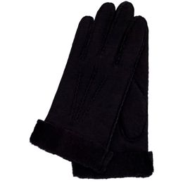 Lederhandschuhe Kessler Gr. 7,5, schwarz (black) Damen Handschuhe Fingerhandschuhe klassiches Design mit 3 Aufnähten und breitem Umschlag