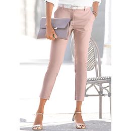 Chinohose Lascana Gr. 42, N-Gr, rosa (rosé) Damen Hosen in verkürzter Länge, Stoffhose schmaler Passform, casual-chic