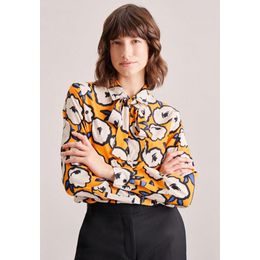 Schluppenbluse Seidensticker "Schwarze Rose" Gr. 38, orange Damen Blusen Schluppenblusen Langarm Kragen Druck