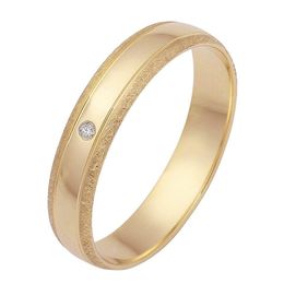 Trauring Firetti "Schmuck Geschenk Gold 375 Hochzeit Ehering "LIEBE"" Fingerringe Gr. 16,5, 0,01 ct SI = kleine Einschlüsse mit Brillant, Gelbgold 375, 4 mm, gelb (gelbgoldfarben) Made in Germany, wahlweise mit oder ohne Brillant