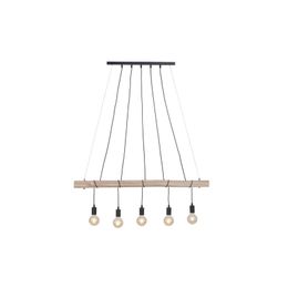 etc-shop Hängeleuchte, Balken natur, Kabel schwarz, L 120 cm