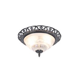 Globo Deckenlampe, Perlmutt Glasschirm Metall, weiß, antik, D 33cm