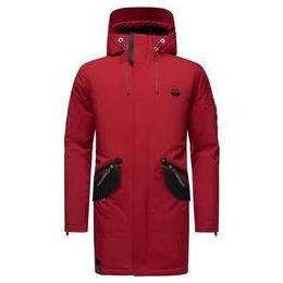 Wintermantel STONE HARBOUR "Ragaan" Gr. S (48), rot (dunkelrot) Herren Mäntel modischer Winterparka mit Teddyfell Futter