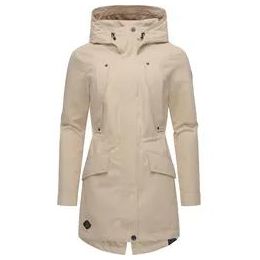 Regenmantel Ragwear "Begonia" Gr. M (38), beige (sand) Damen Mäntel Wasserdichter Übergangsmantel mit großer Kapuze