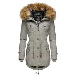 Wintermantel Marikoo "La Viva Prc" Gr. XS (34), grau Damen Mäntel stylischer Winterparka mit abnehmbarem Kunstfell