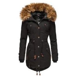 Wintermantel Marikoo "La Viva Prc" Gr. XS (34), schwarz Damen Mäntel stylischer Winterparka mit abnehmbarem Kunstfell