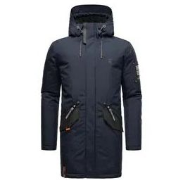 Wintermantel STONE HARBOUR "Ragaan" Gr. XXL (56), blau Herren Mäntel modischer Winterparka mit Teddyfell Futter