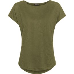 Manguun collection Leinenshirt, Rundhals-Ausschnitt, für Damen, grün, M