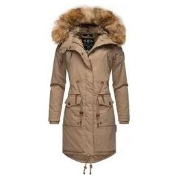 Wintermantel Navahoo "Rosinchen" Gr. XS (34), grau (taupe) Damen Mäntel stylischer Winter Baumwollparka mit Kunstfell