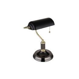 Globo Tischleuchte, Bankerlampe, Metall schwarz gold, H 34 cm