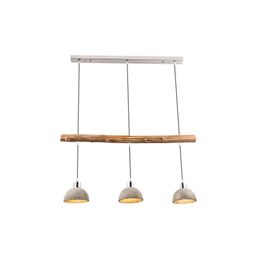 etc-shop Pendelleuchte, betonfarben, silber, Holz, H 105 cm