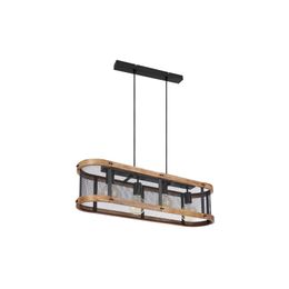 etc-shop Hängelampe Holzleuchte, Rustikal, Holz schwarz braun, 4xE27