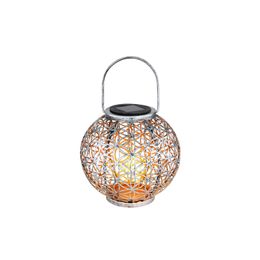 etc-shop LED Solarleuchte, Kugel, Geflecht, silber-antik, H 29 cm