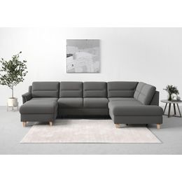 Sit & More Wohnlandschaft SIT & MORE "Far&ouml; U-Form", grau, B:325cm H:90cm T:187cm, Sofas, Wohnlandschaft, inklusive Federkern, wahlweise mit Bettfunktion und Bettkasten