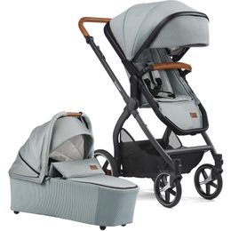 Kombi-Kinderwagen Gesslein "FX4 Soft+ mit Aufsatz Life, schwarz/cognac, eisblau" blau (eisblau) Baby Kinderwagen mit Babywanne C3 und Babyschalenadapter