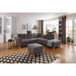 Ecksofa Home Affaire "Soleo L-Form", grau (anthrazit), B:262cm H:89cm T:235cm, Luxus-Microfaser ALTARA NUBUCK (100% Polyester);Struktur (100% Polyester);Luxus-Microfaser Lederoptik (100% Polyester), Sofas, Ecksofa, komfortabel durch Trapezecke mit Relaxfunktion, auch mit Bettfunktion