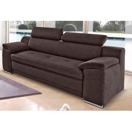Sit & More 3-Sitzer SIT & MORE "Andiamo", braun, B:200cm H:93cm T:95cm, Struktur ( 100% Polyester);Kunstleder SOFTLUX;Luxus-Microfaser ALTARA NUBUCK (100% Polyester), Sofas, inklusive Kopfteilverstellung