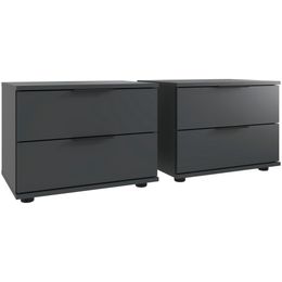 Nachtkommode wimex "Rotterdam" Sideboards Gr. B/H/T: 52 cm x 40 cm x 38 cm, 2 Stück, grau (graphit) Nachtkonsolen und Nachtkommoden Nachtschrank einzeln oder im 2er Set, mit jeweils 2 Schubladen