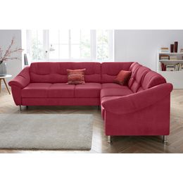 Sit & More Ecksofa SIT & MORE "Salsa L-Form", rot (bordeaux), B:264cm H:86cm T:244cm, Bedruckte Microfaser (100% Polyester);Luxus-Microfaser ALTARA NUBUCK (100% Polyester);Struktur (100% Polypropylen), Sofas, Ecksofa, mit Federkern, wahlweise mit Bettfunktion