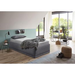 Polsterbett "Texel", grau (anthrazit), B:106cm H:42cm L:206cm, Bezug Bett: Veloursstoff 100% Polyester oder Microfaser (100% Polyester);Bonnell-Federkernmatratze: 51% Polypropylen, 39% Polyester und 10% Baumwolle;Kaltschaummatratze: 100% Polyester, Bezug abnehm- und waschbar bis 60C;Kissenbezug: 100% Polyester, Füllung : 100% Polyester (Hohlfaser), Westfalia Schlafkomfort, Betten, Komforthöhe mit 