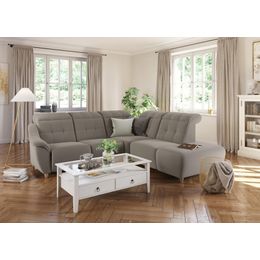 Ecksofa Home Affaire "Boston L-Form", braun (macciato), B:272cm, Struktur (100% Polyester);Luxus-Microfaser Florence (100% Polyester);Chenille (100% Polyester);NaturLEDER (reines Rindsleder), Sofas, Ecksofa, Kopfteilverstellung an jeder Sitzfl&auml;che, wahlweise Relaxfunktion