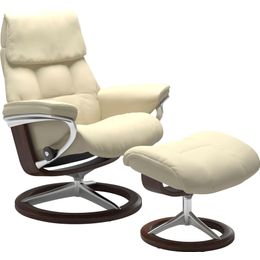 Relaxsessel stressless "Ruby", beige (vanilla paloma), B:78cm H:100cm T:76cm, Leder PALOMA: durchgef&auml;rbtes Semianilin-M&ouml;belleder;Leder BATICK: durchgef&auml;rbtes und genarbtes M&ouml;belleder, Sessel, Relaxsessel, mit Signature Base, Gr&ouml;&szlig;e M, Gestell Eiche, Wenge, Braun & Schwarz
