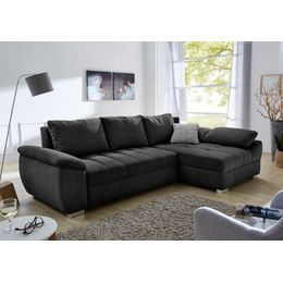 Jockenh&ouml;fer Ecksofa JOCKENH&Ouml;FER GRUPPE "Alster L-Form", schwarz, B:268cm H:76cm T:161cm, Sofas, Ecksofa, mit Bettfunktion und Bettkasten, Ottomane links oder rechts montierbar