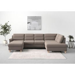 Sit & More Wohnlandschaft SIT & MORE "Far&ouml; U-Form", grau (taupe), B:325cm H:90cm T:187cm, Sofas, Wohnlandschaft, inklusive Federkern, wahlweise mit Bettfunktion und Bettkasten
