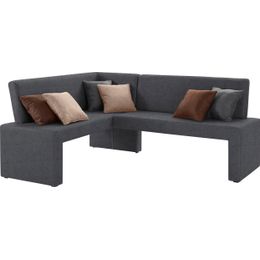 Eckbank Home Affaire "Barcelona", grau (dunkelgrau (fantasy 8201)), B:200cm H:88cm T:160cm, Massivholz, Holzwerkstoff, Polyester, Sitzbänke, In verschiedenen Stoffen und Farben