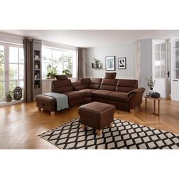 Ecksofa Home Affaire "Soleo L-Form", braun, B:262cm H:89cm T:235cm, Luxus-Microfaser ALTARA NUBUCK (100% Polyester);Struktur (100% Polyester);Luxus-Microfaser Lederoptik (100% Polyester), Sofas, Ecksofa, komfortabel durch Trapezecke mit Relaxfunktion, auch mit Bettfunktion