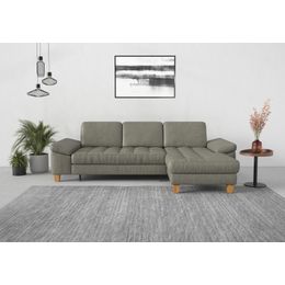 Sit & More Ecksofa SIT & MORE "Westham L-Form", grau, B:275cm H:88cm T:172cm, 100% Polyester, Sofas, Ecksofa, mit Recamiere, mit oder ohne Bettfunktion, Bettkasten, F&uuml;&szlig;e Eiche