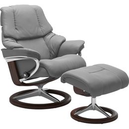 Fußhocker stressless "Reno" Hocker Gr. B/H/T: 55 cm x 43 cm x 41 cm, Leder BATICK, Signature Base Braun, grau (wild dove batick) Fußhocker mit Signature Base, Gestell Braun