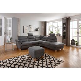 Ecksofa Home Affaire "Soleo L-Form", grau (steel), B:262cm H:89cm T:235cm, Luxus-Microfaser ALTARA NUBUCK (100% Polyester);Struktur (100% Polyester);Luxus-Microfaser Lederoptik (100% Polyester), Sofas, Ecksofa, komfortabel durch Trapezecke mit Relaxfunktion, auch mit Bettfunktion