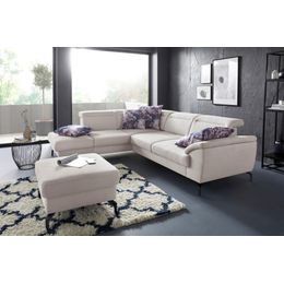 Sit & More Ecksofa SIT & MORE "Percy L-Form", beige (creme), B:270cm H:80cm T:235cm, Sofas, Ecksofa, 15 cm Fu&szlig;h&ouml;he, Sitztiefenverstellung, wahlweise in 2 Fu&szlig;farben