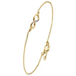 Goldarmband Jobo "Unendlichkeit" Armbänder Gr. Gelbgold 375, gelb (gelbgold 375) Damen 375 Gold bicolor mit 7 Zirkonia 19,5 cm