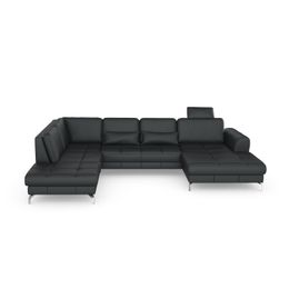 Sit & More Wohnlandschaft SIT & MORE "Bendigo U-Form", schwarz, B:332cm H:84cm T:226cm, Sofas, inklusive Sitztiefenverstellung, Bodenfreiheit 12 cm, in 2 Fußfarben