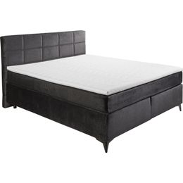 Boxspringbett ED EXCITING DESIGN "Navarra", schwarz, B:183cm L:210cm, 100% Polyester, Komplettbetten, Boxspringbett, wahlweise mit Matratze